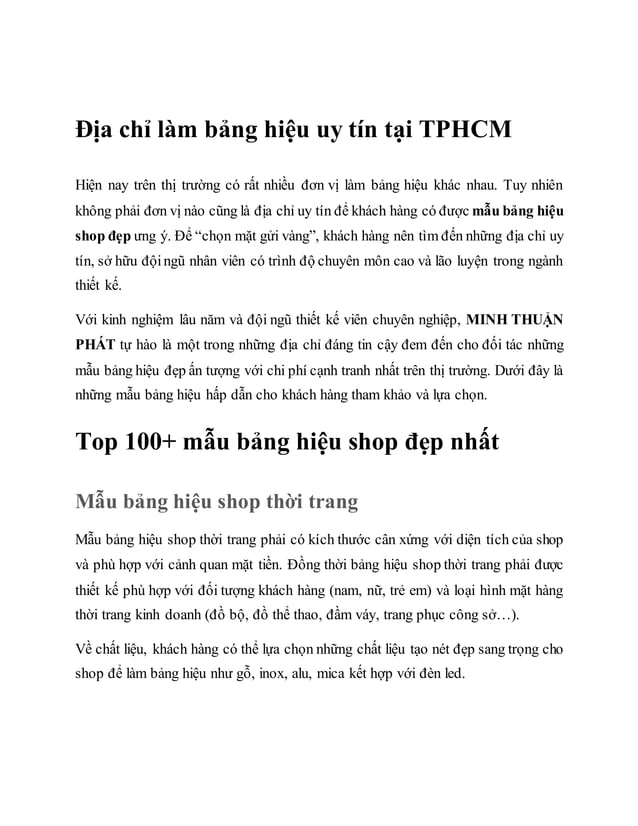 Làm Bảng Hiệu - Top 5+ mẫu thiết kế đẹp cho doanh nghiệp | DOCX