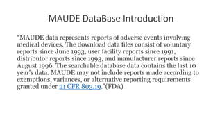 FDA MAUDE DB Text Search Insights | PPTX