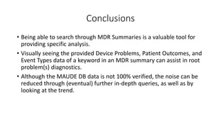 FDA MAUDE DB Text Search Insights | PPTX