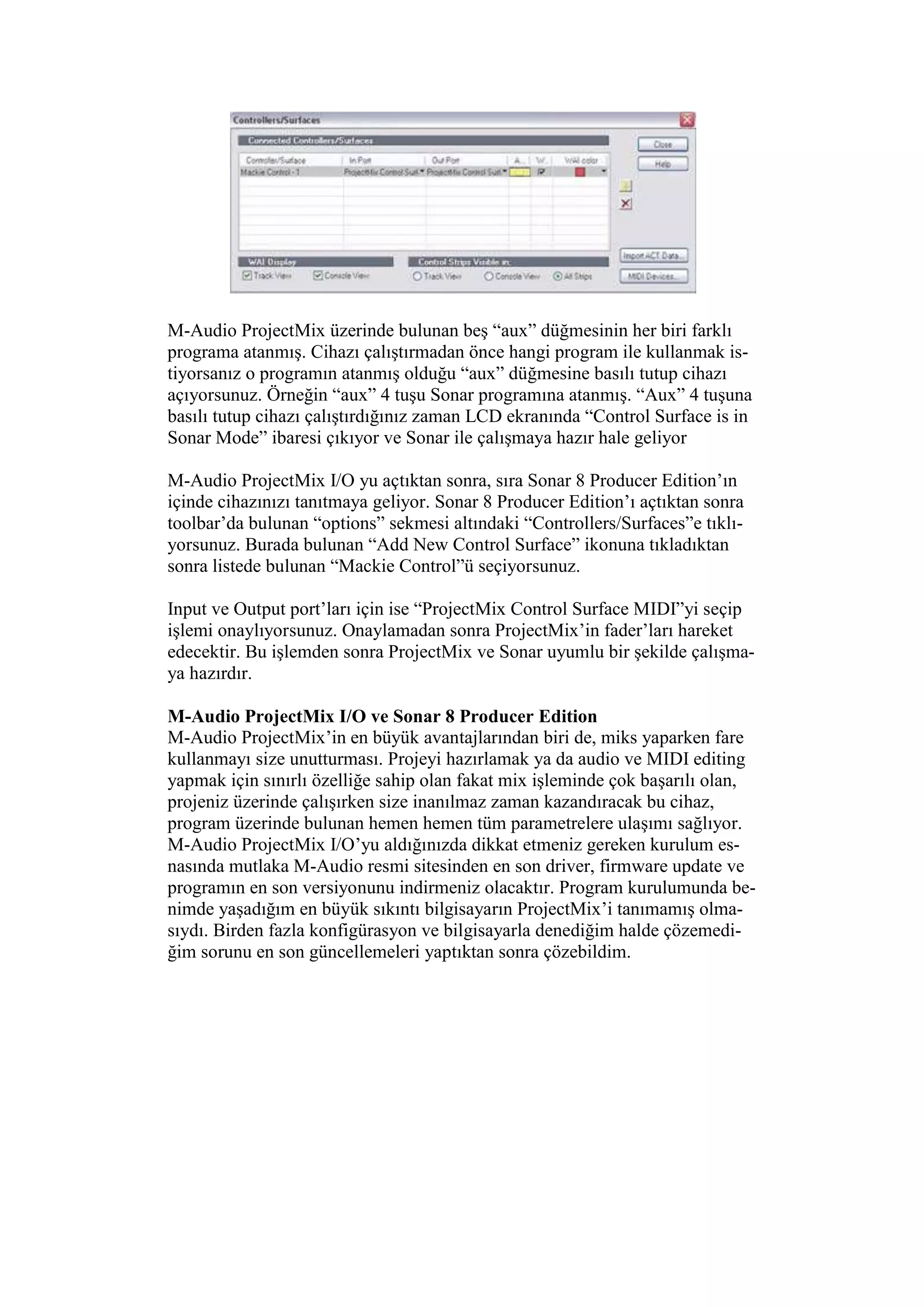 M-Audio Project Mix IO ve Sonar | PDF