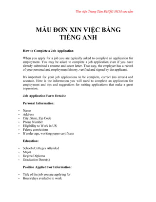 Mau Don Xin Viec | PDF