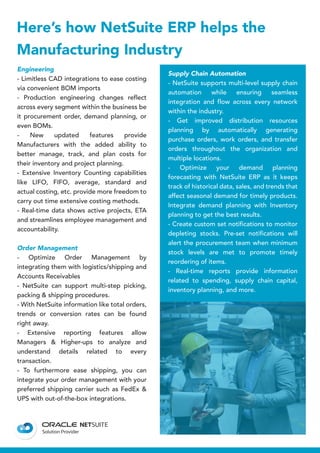 NetSuite for Manufacturers | PDF