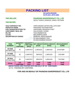 Mau invoice packing_list_3694 | PDF