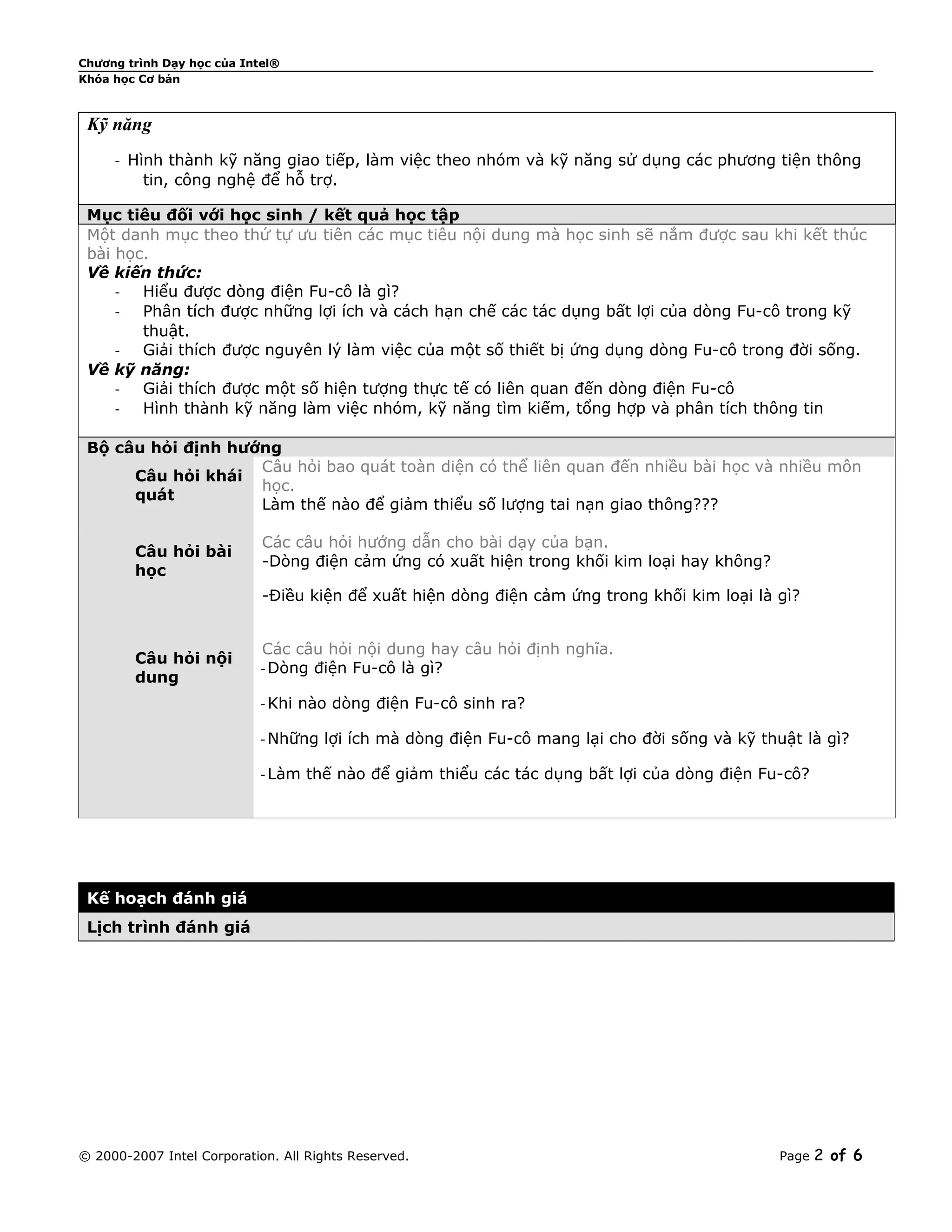 Mau ke hoach bai day | PDF