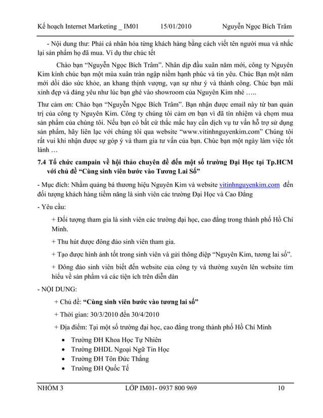 Mau ke hoach internet marketing | PDF