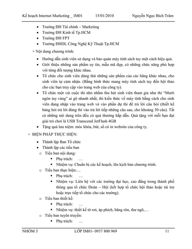 Mau ke hoach internet marketing | PDF