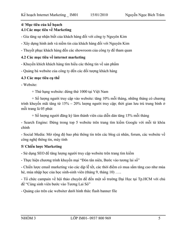 Mau ke hoach internet marketing | PDF