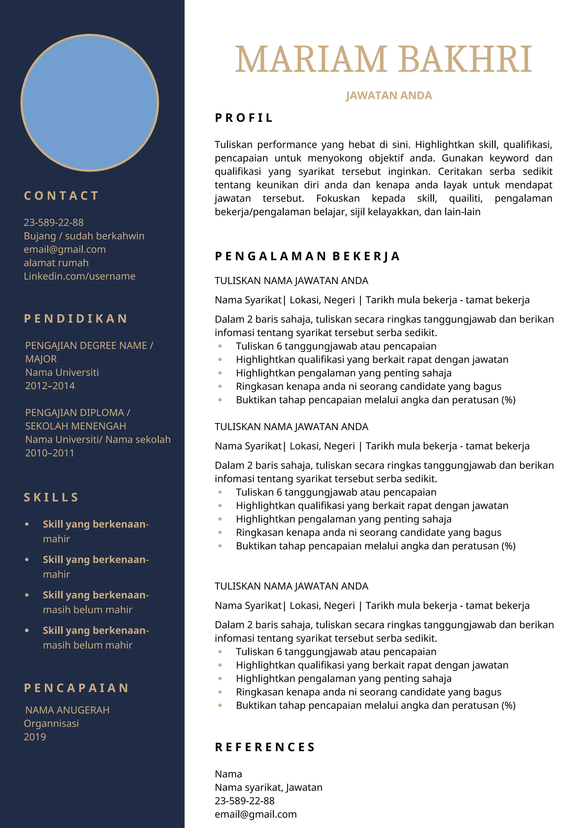 contoh resume Resume Template(Bahasa Melayu) | DOCX
