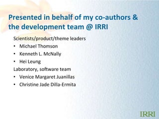 Ramil Mauleon: IRRI GALAXY: bioinformatics for rice scientists | PPTX