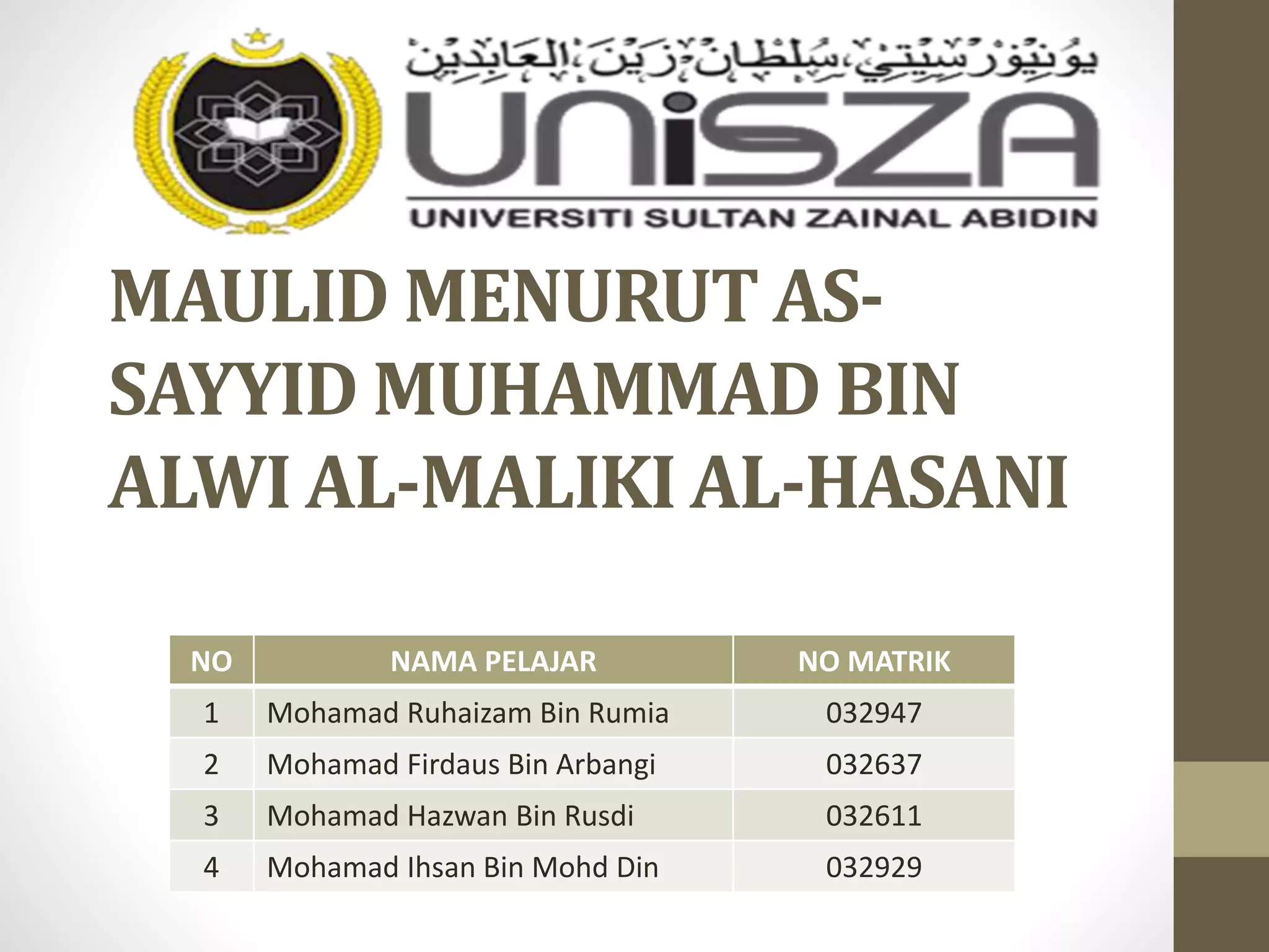 Maulid Menurut As-Sayyid Muhammad bin Alwi Al-Maliki Al-Hasani | PPTX