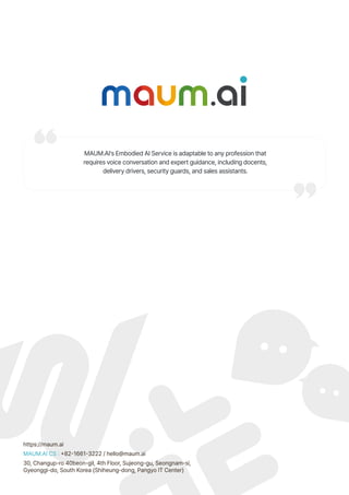 [maum.ai] 3 Foundation model based Embodied AI products_En V1.0 | PDF