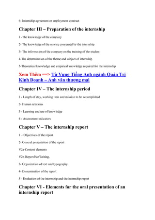 Mẫu Outline Internship and internship report of excellence | PDF