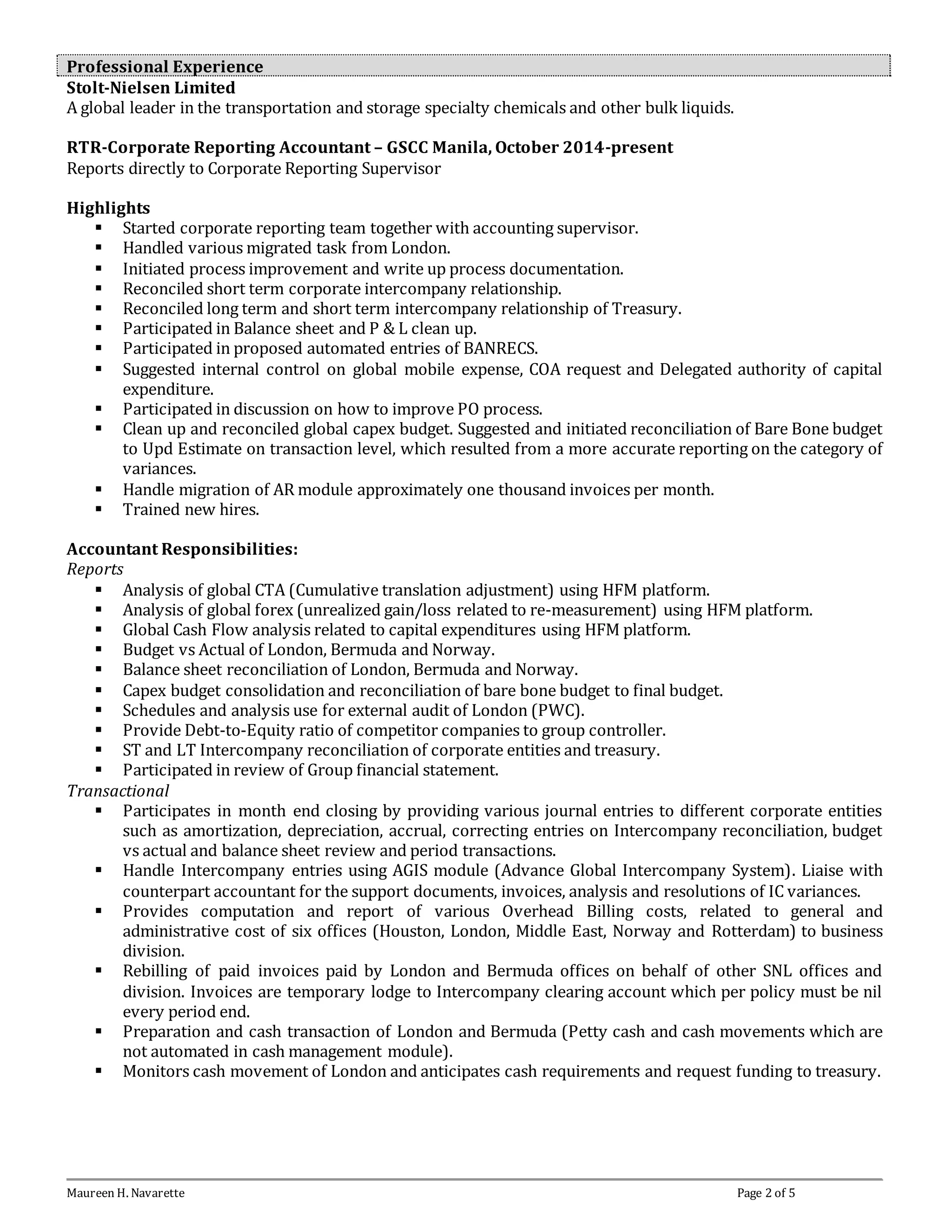 Maureen h navarette - cv updated | DOCX