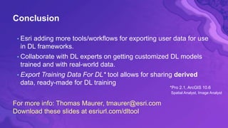 Toward Easy Export of Imagery Products and Feature Classes as Training ...