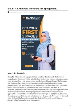 Maus an analysis novel by art spiegelman | PDF