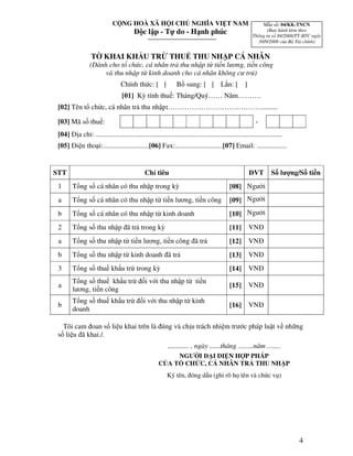 Mau so 04 kk tncn_ to khai khau tru thue tncn | PDF