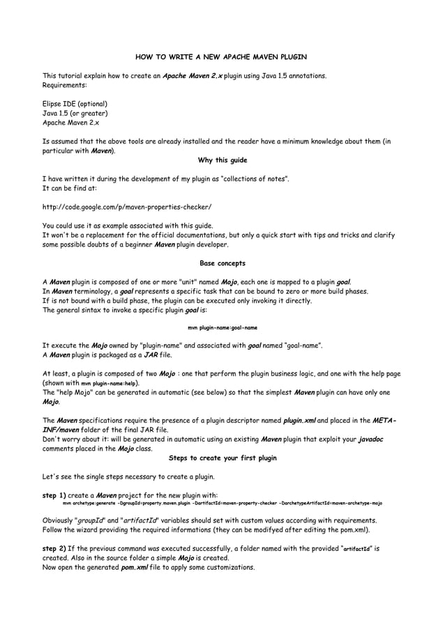 Maven plugin guide using Modello Framework | PDF