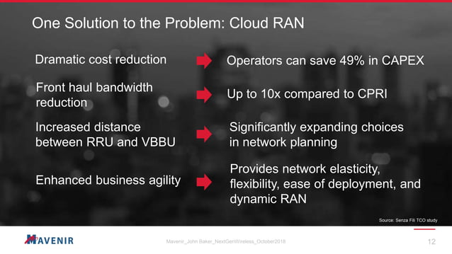 Mavenir 5G is a forcing factor for Virtualization and vRAN is critical success factor. | PPT
