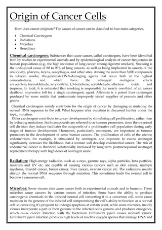 Origin of Cancer Cells | PDF