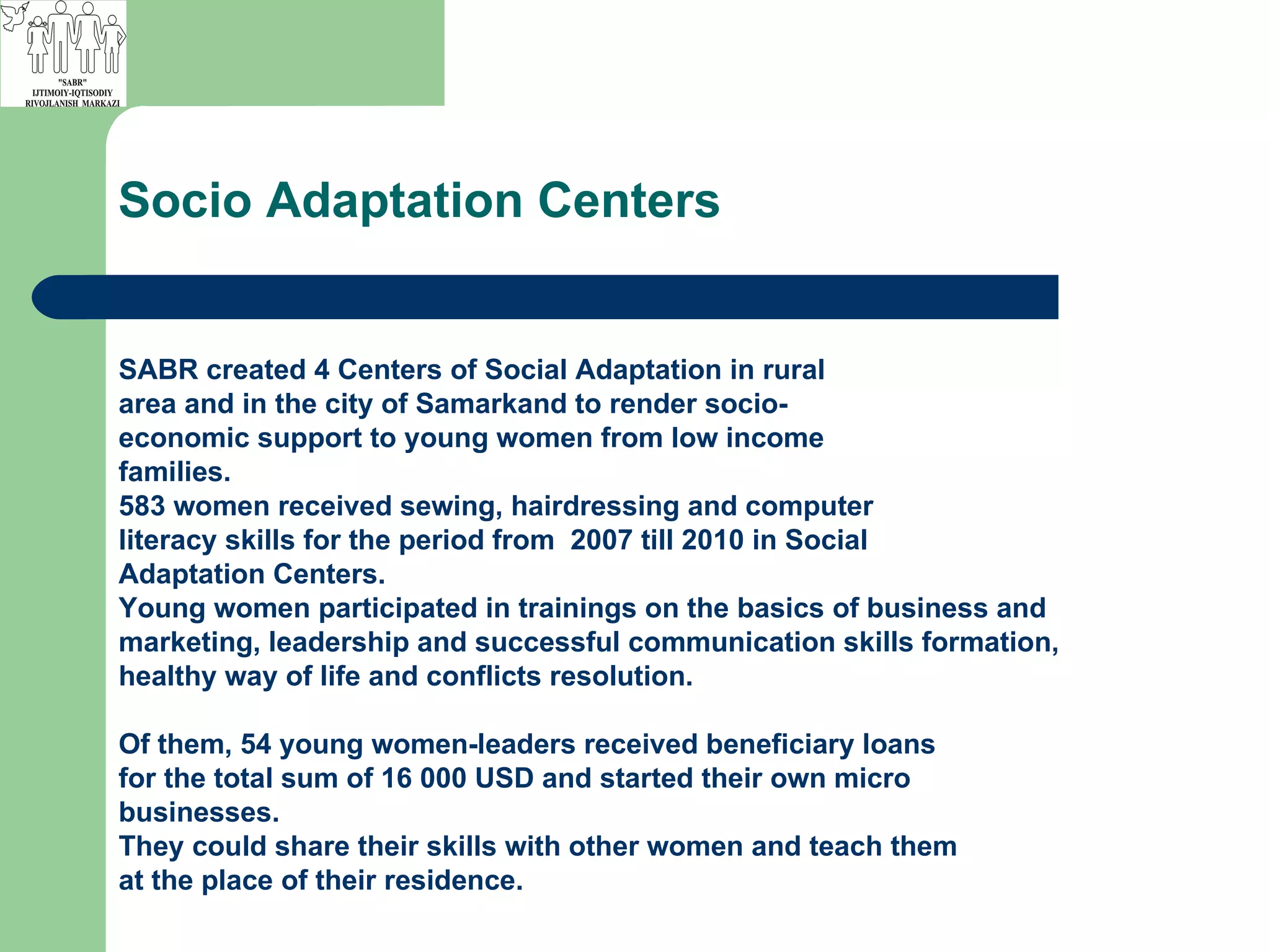 “SABR” Socio-Economic Development Center of Samarkand oblast ...
