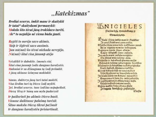 Mažvydas ,,Katekizmas,, 4 klasė