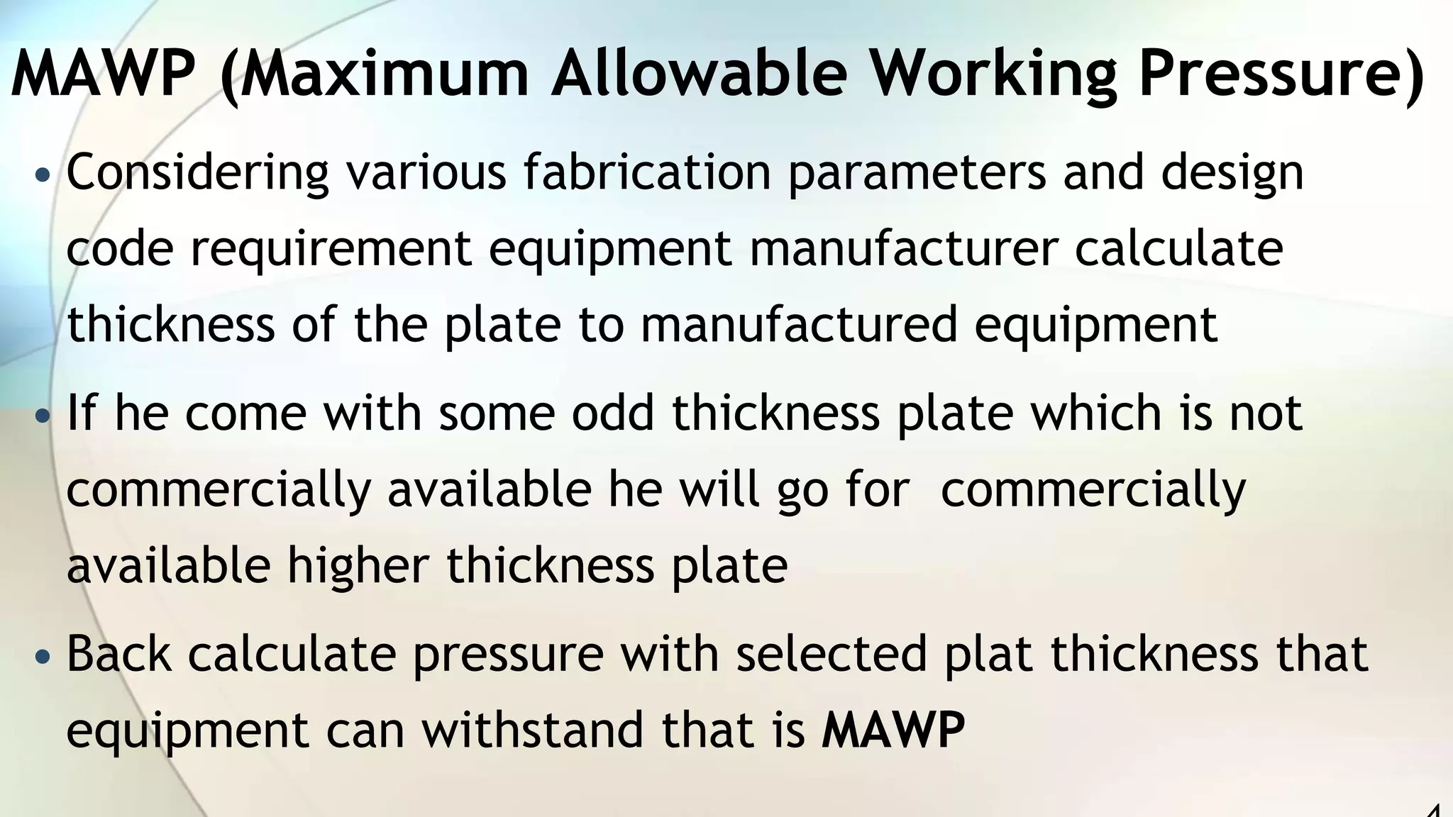What is MAWP? Difference between MAWP , Design Pressure and Operating ...