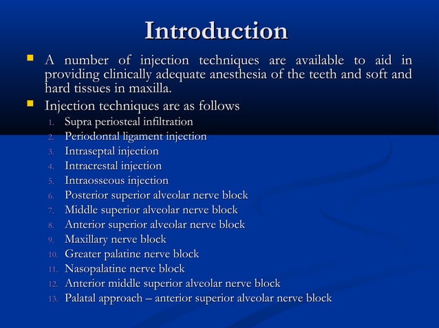 Maxillary Injection Technique | PPT