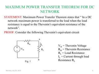 Max. power transfer theorem dc network (Revised) | PPTX