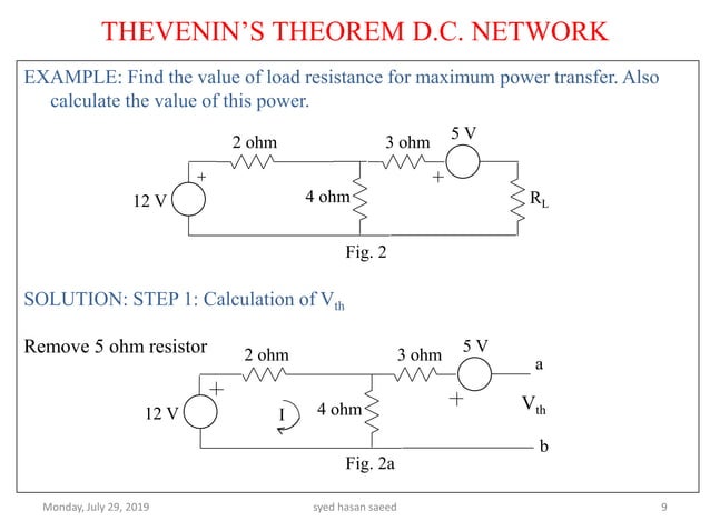 Max. power transfer theorem dc network (Revised) | PPTX | Physics | Science