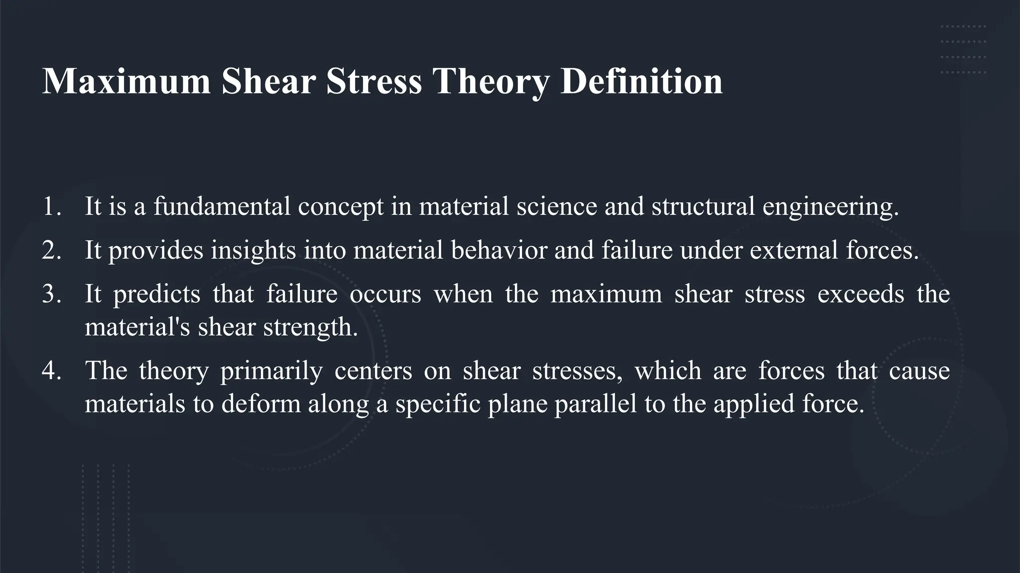 Max. shear stress theory-Maximum Shear Stress Theory Maximum ...