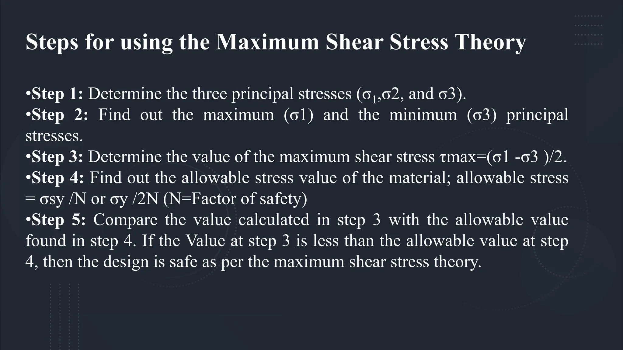 Max. shear stress theory-Maximum Shear Stress Theory Maximum ...