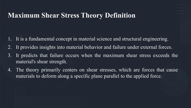 Max. shear stress theory-Maximum Shear Stress Theory Maximum ...