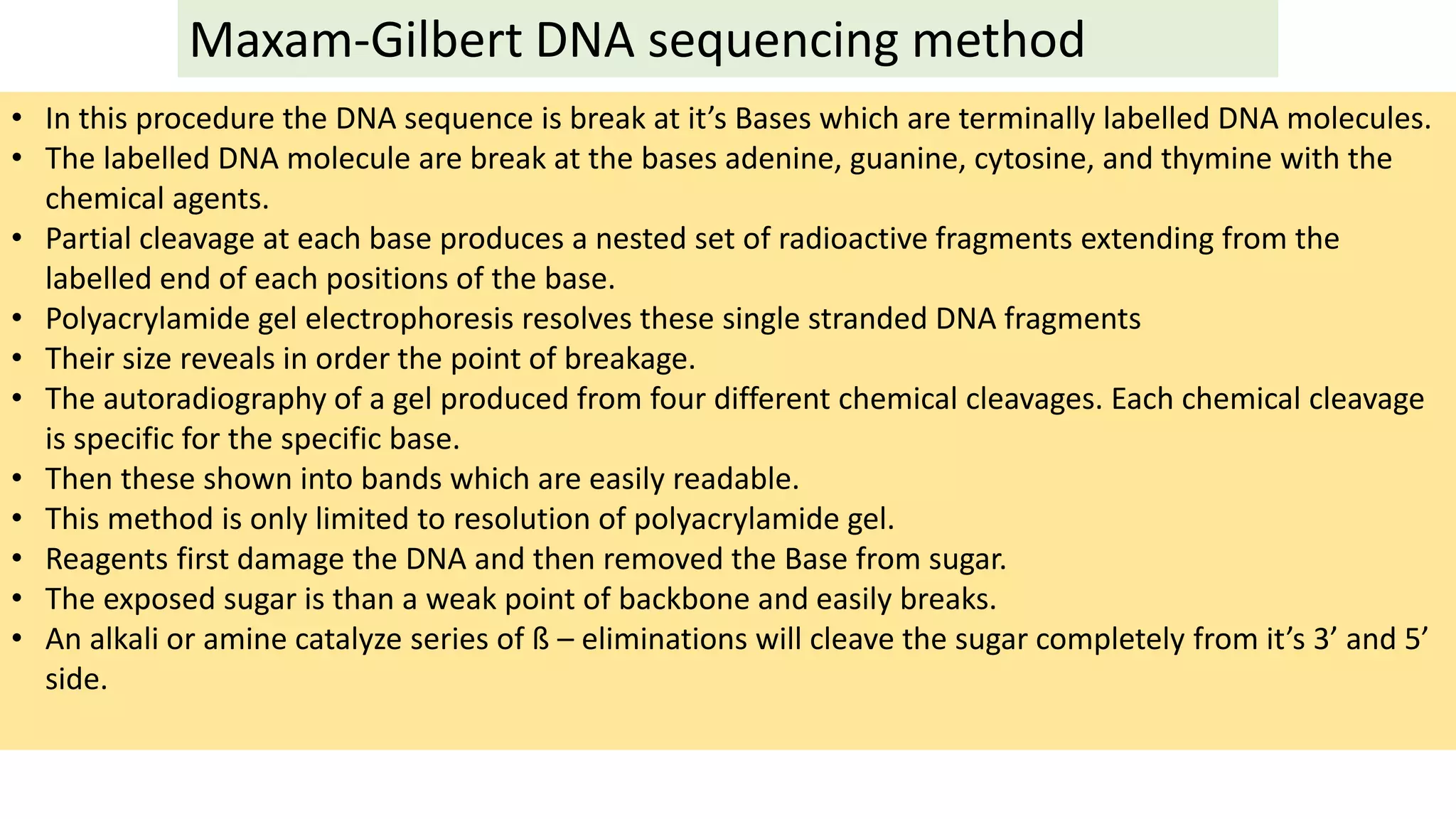Maxam gilbert method for DNA Sequencing | PPTX