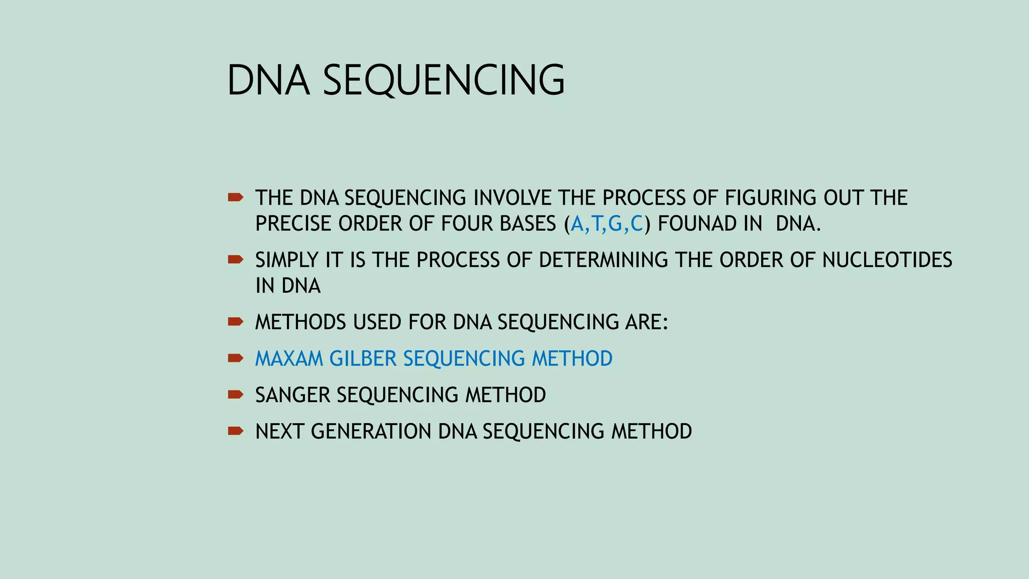 Maxam Gilbert Sequencing Method Pptx