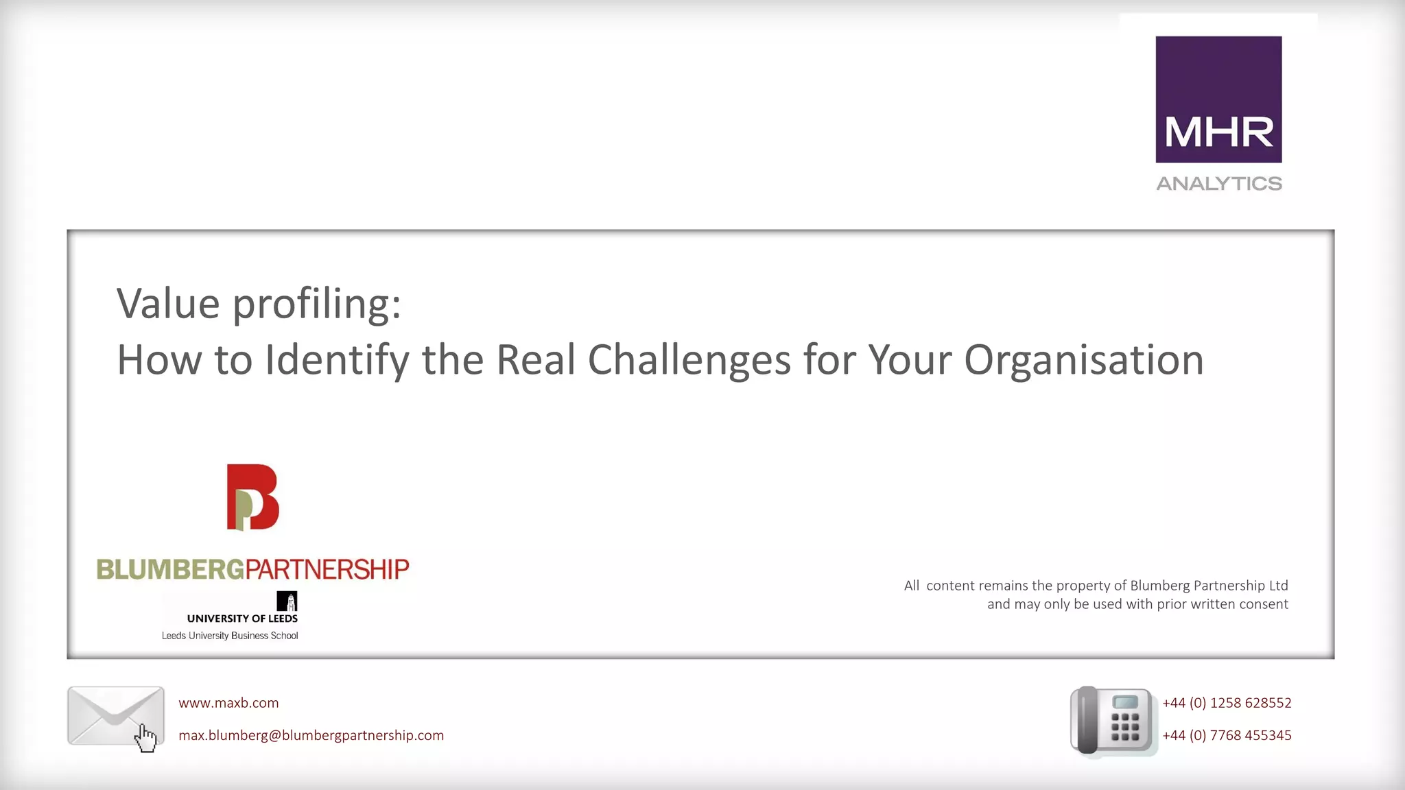 MHR Analytics Summit 2018 | Value Profiling: How to Identify the Real ...
