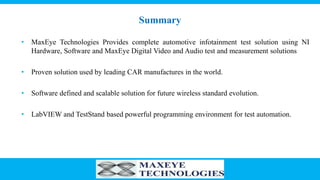 End to End In-Vehicle Infotainment Test Solution - MaxEye Technologies ...