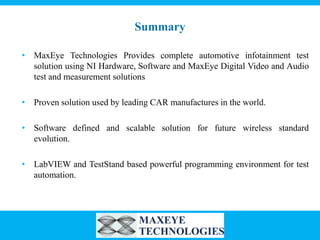 Automotive Infotainment Test Solution or In-Vehicle Infotainment ...