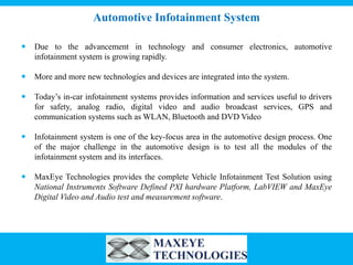 Automotive Infotainment Test Solution or In-Vehicle Infotainment ...