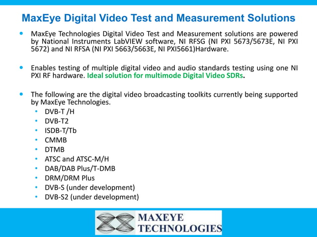 MaxEye SDR System Level Testing | PPTX