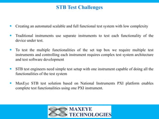 MaxEye Set Top Box Test Solution | PPT