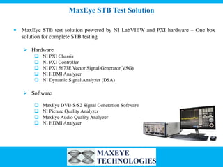 MaxEye Set Top Box Test Solution | PPT