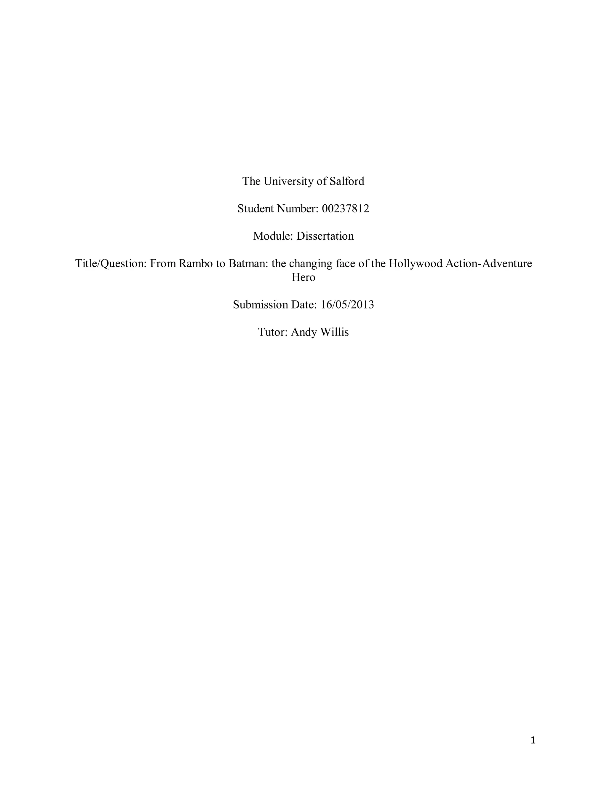 Max farrow - University of Salford Dissertation [Sample] | PDF