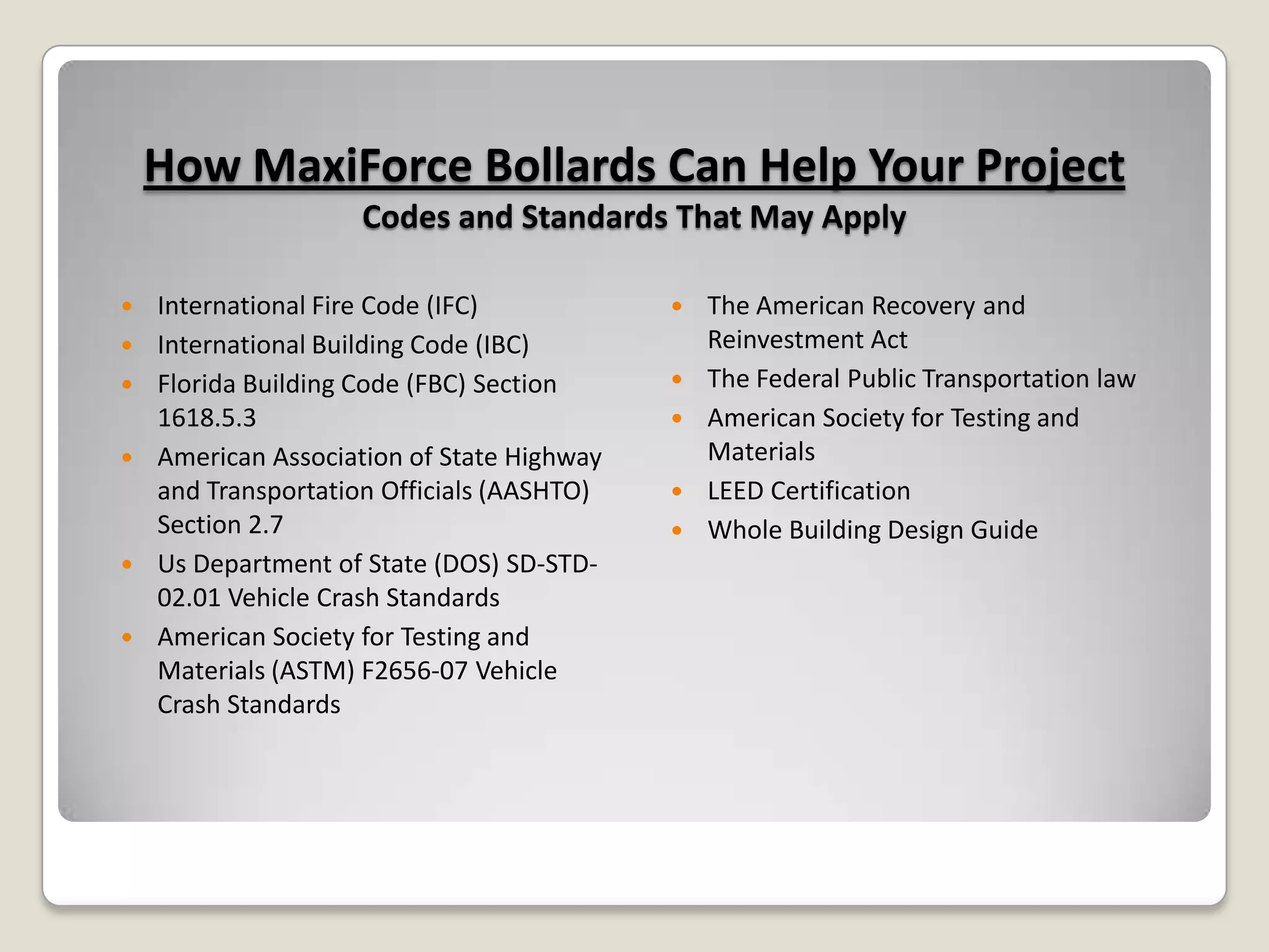 Maxi Force Bollard Presentation | PPTX
