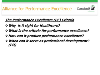 Criteria for Performance Excellence to Improve Pharmacy Services | PPTX