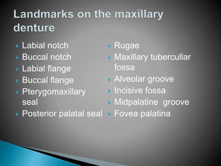 Maxillary denture-landmarks | PPTX