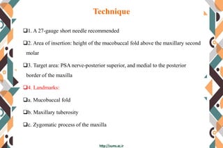 Maxillary anesthesia techniques | PDF