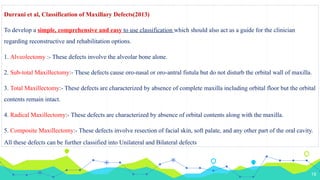 MAXILLARY DEFECTS CLASSIFICATIONS & DIFFERENT PROSTHETIC ...