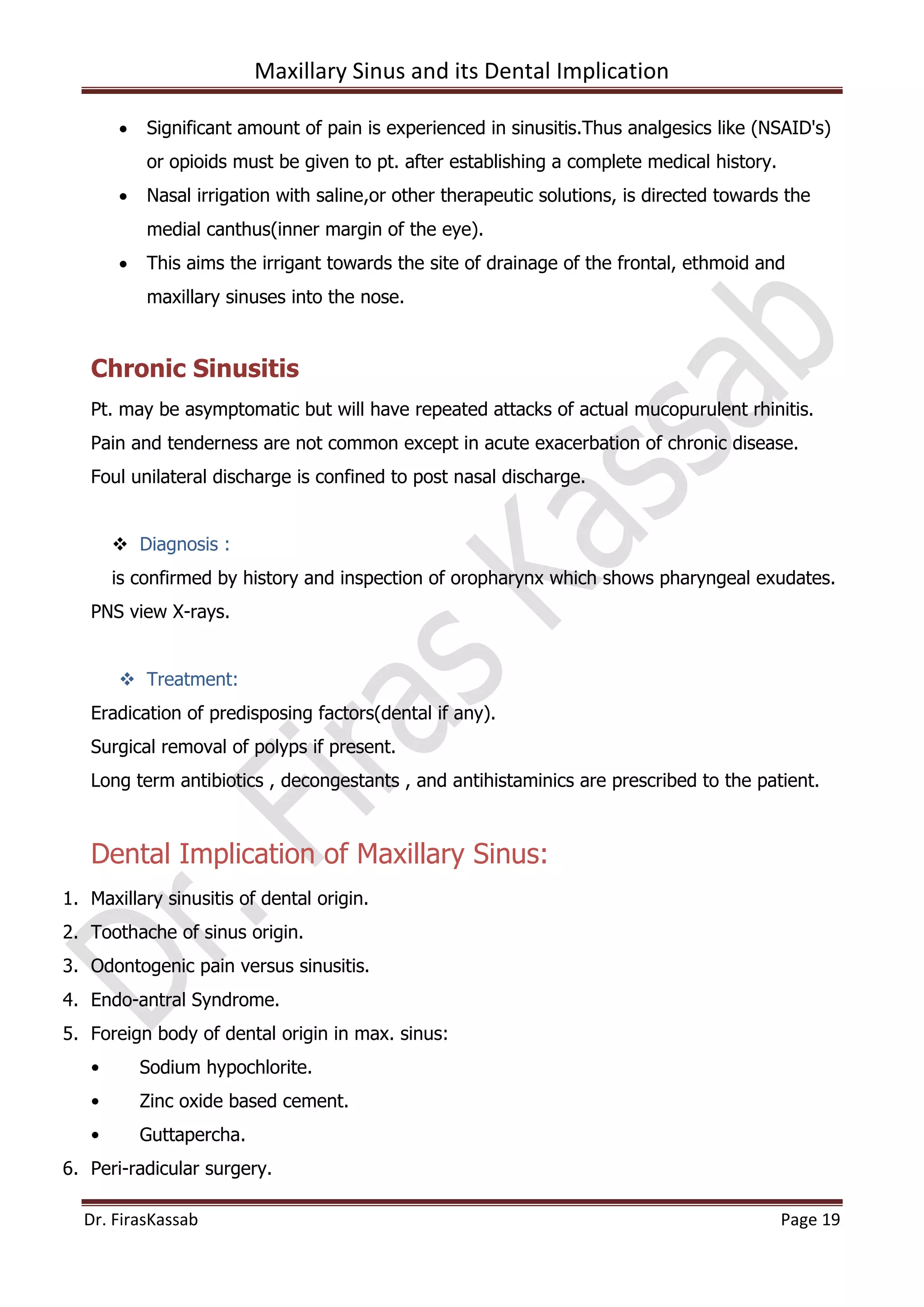 Maxillary sinus & its dental implication | PDF