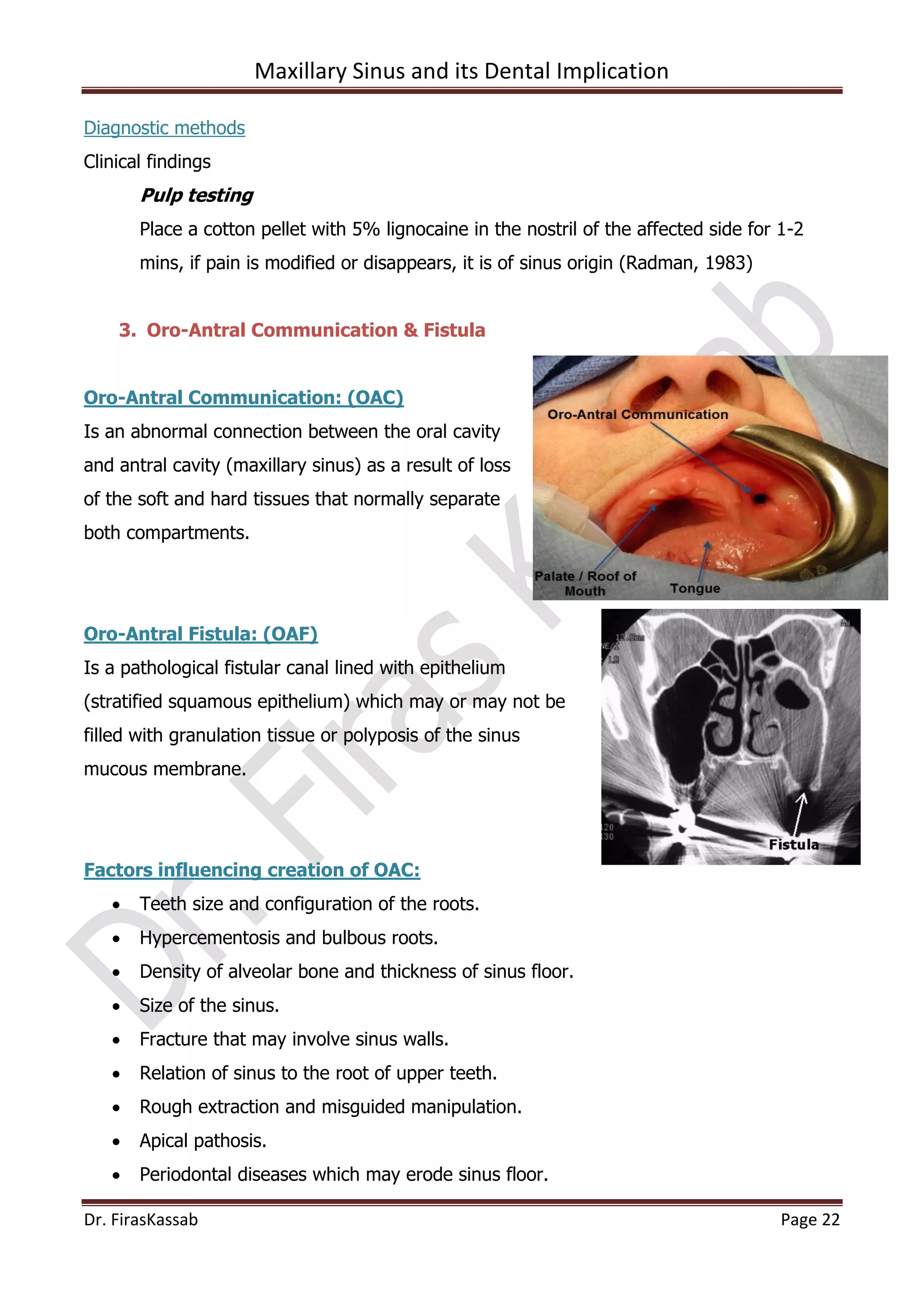Maxillary sinus & its dental implication | PDF
