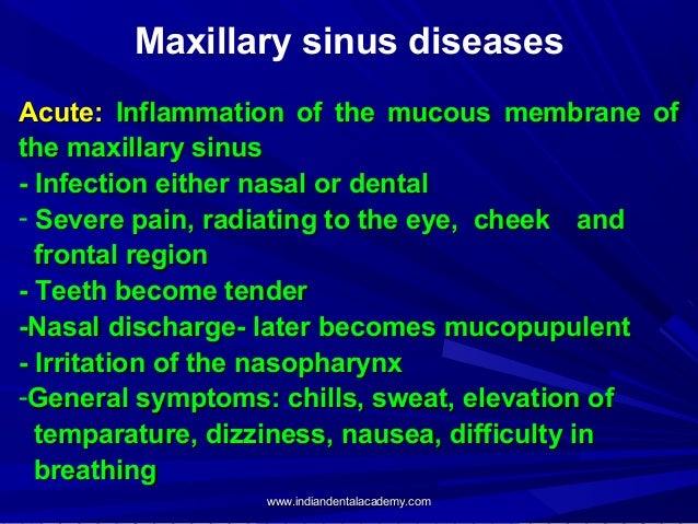 Maxillary Sinus Infection Symptoms
